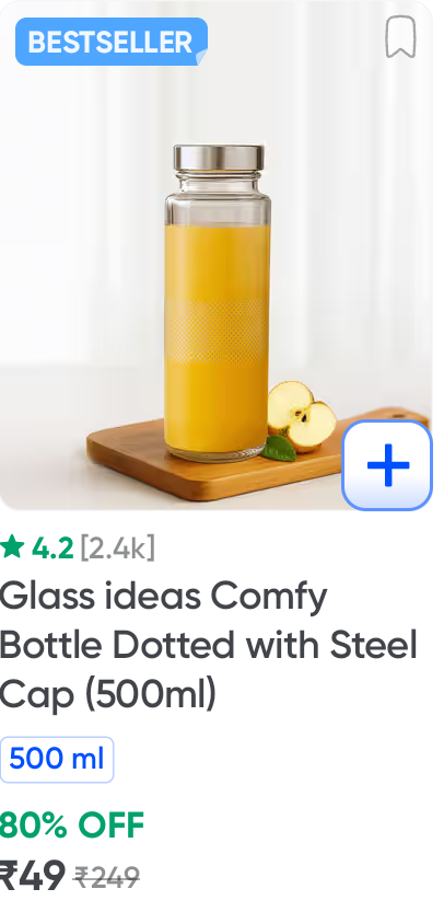 Instamart : Glass ideas Comfy Bottle Dotted with Steel Cap (500ml ...
