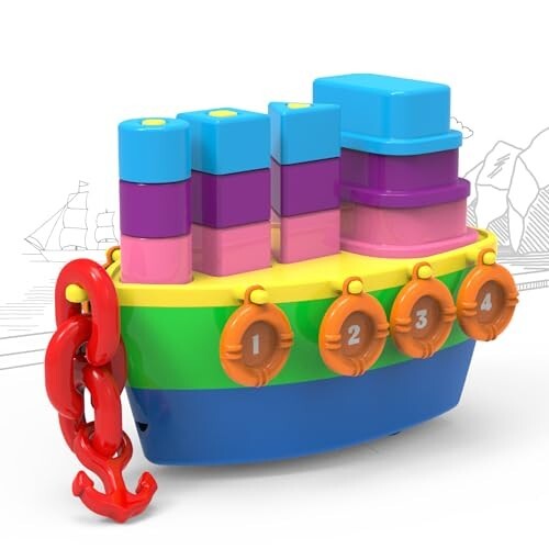 Li'l Wizards Stack A Boat 7 in 1|Nest 'N' Link,Pull Along Toy, Walking ...