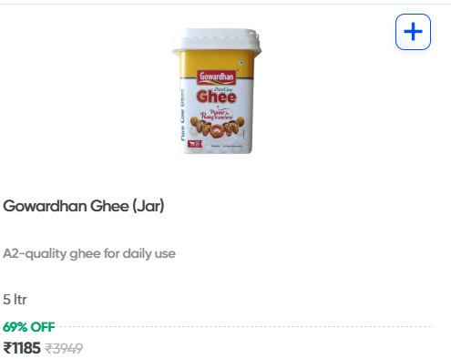 Instamart : Gowardhan Ghee (Jar) 5L | Desidime