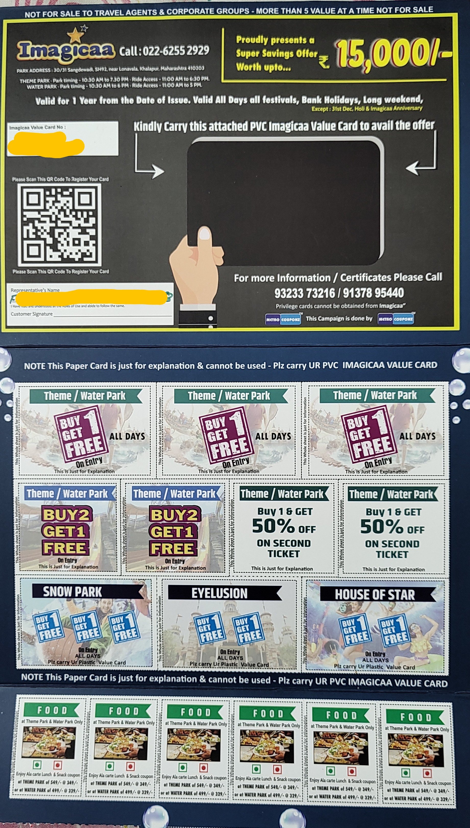 Imagicaa Value Card offer: Buy 1 Get 1 Free, 30% Food Discount, and ...