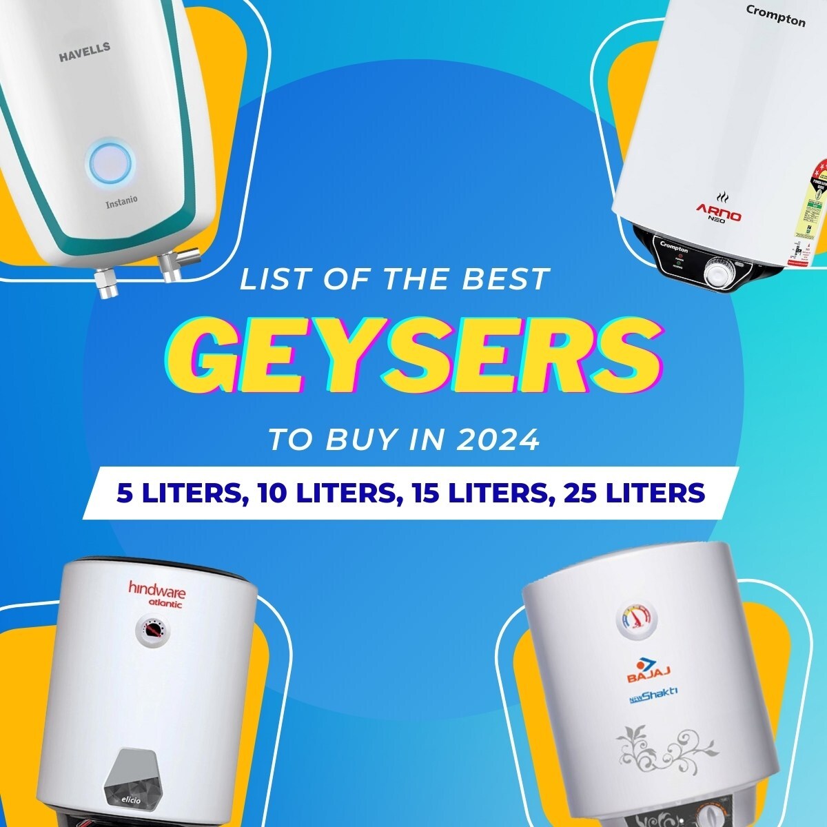 Best Geysers in 2024 India (5L, 10L, 15L, 25L) from Top Brands | DesiDime