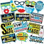 Wobbox Quarantine 1st Birthday Photo Booth Party Props DIY Kit, Blue ...