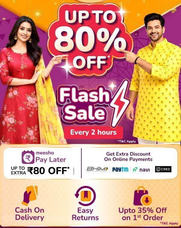 Meesho Mega Blockbuster Sale – Up to 80% Off + Flash Sale Every 2 Hours ...