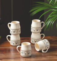 ExclusiveLane White Conversational Ceramic Microwave Safe 6 Piece Cups ...