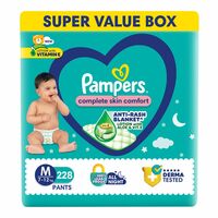 Pampers Complete Skin Comfort Pants, Medium (M) 228 Count, Anti-rash ...