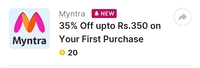 Myntra New User offer: 35% Off upto Rs.350 (Using 20 Flipkart Super ...